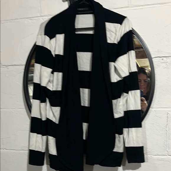 Cyrus | Sweaters | Cyrus Black And White Striped Open Cardigan | Poshmark